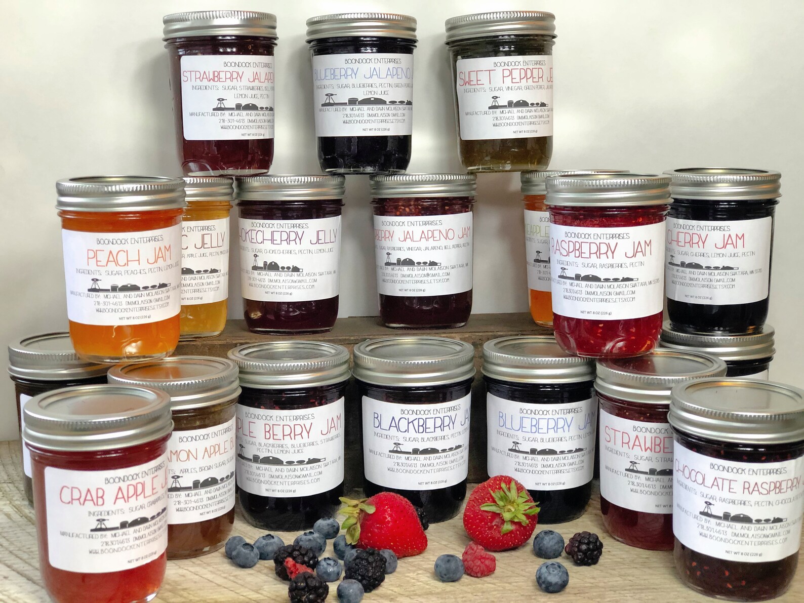 Pick 3 Homemade Jam or Jelly in 8 Oz Jars Wide Assortment of Gourmet ...
