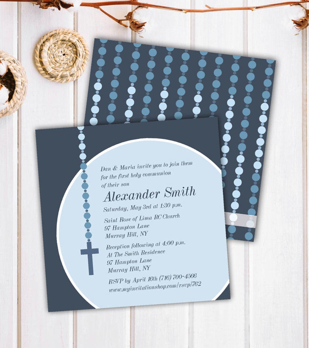 PERSONALIZED DIGITAL FILES Contemporary Communion Cross Invitations ...