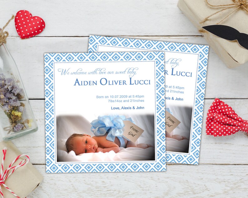 Printable Template Classic Border A Birth Announcement for | Etsy