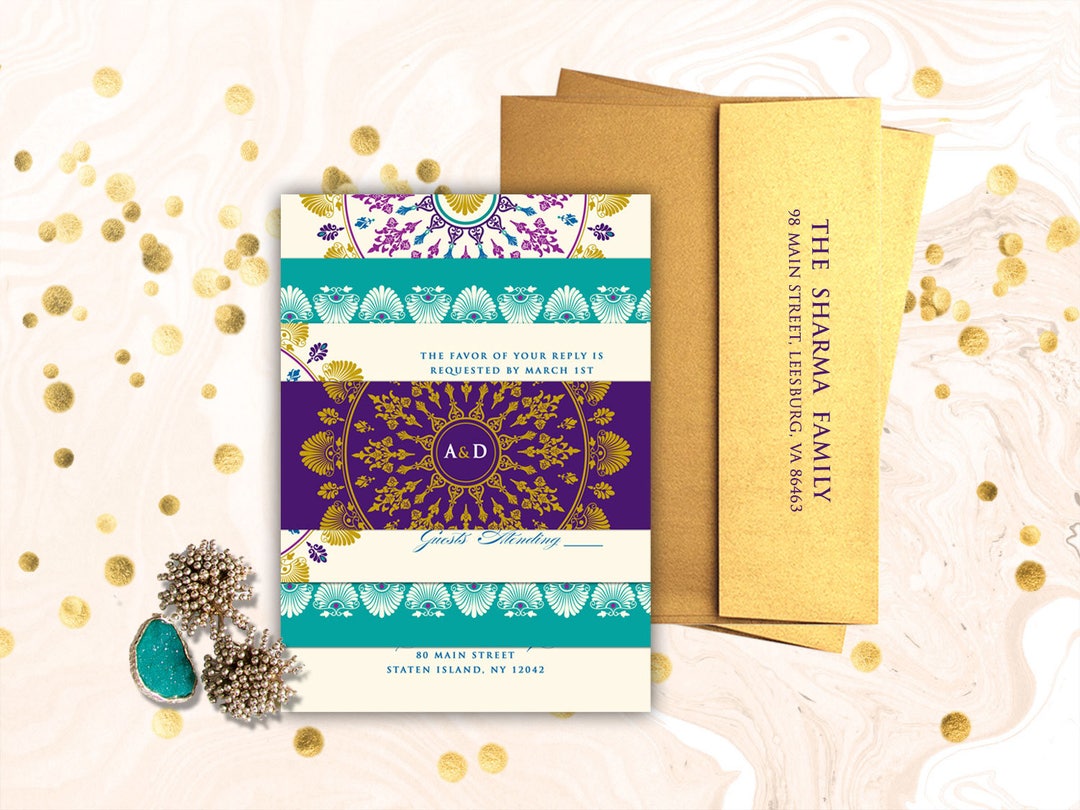 The Shivani Collection Indian Wedding Invitation: Purple - Etsy