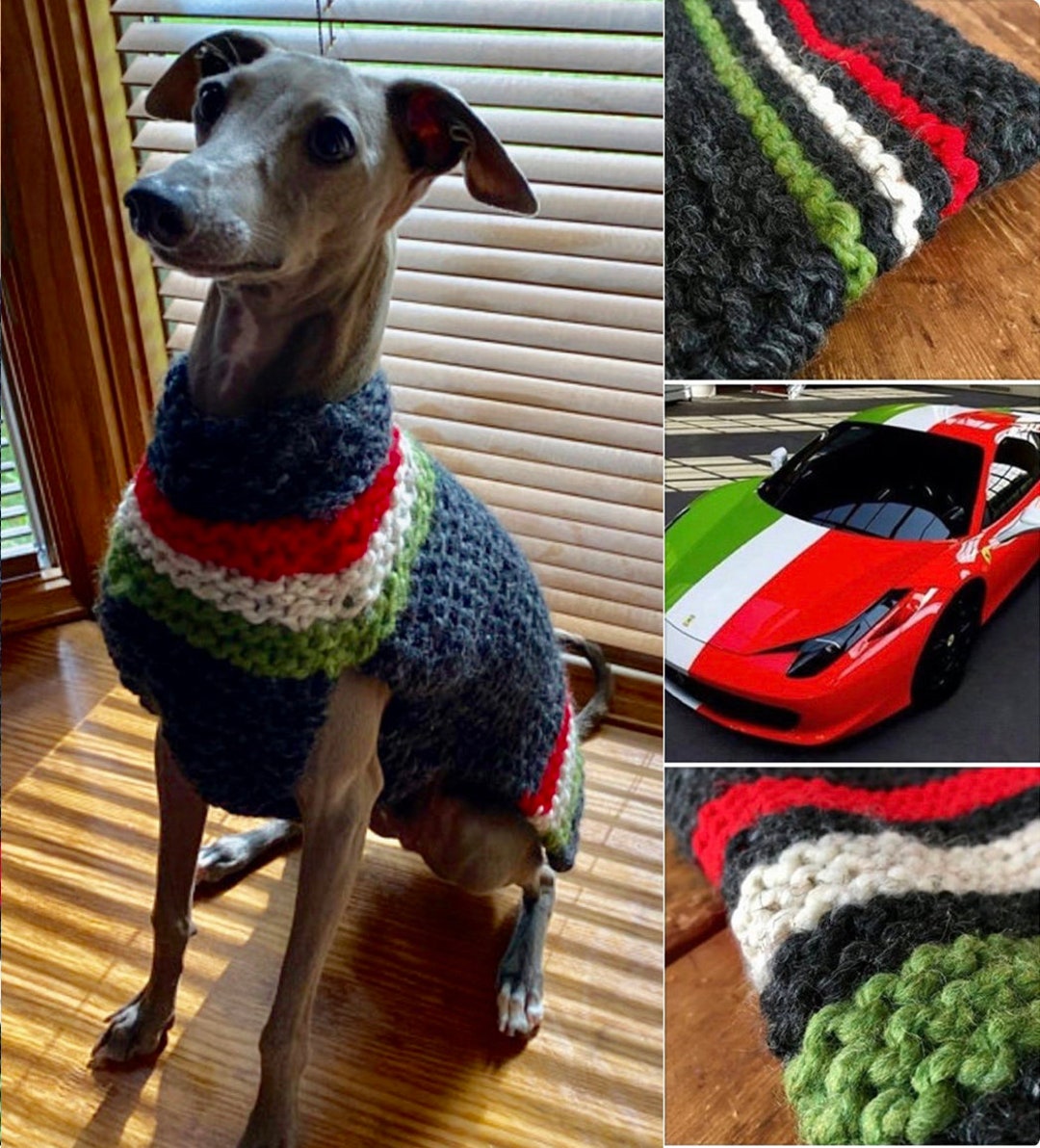 Ferrari Colors CUSTOM Dog Sweater Ferrari Italian Stripe Red White ...