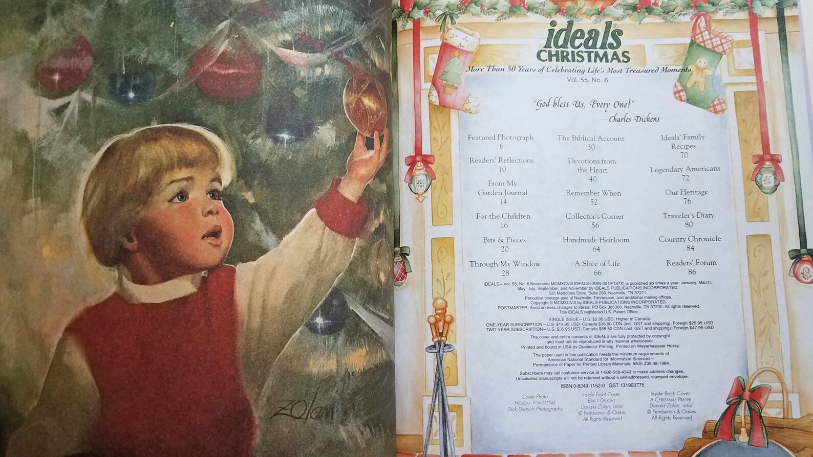 Ideals Magazine - Christmas, November 1998, Volume 55 No 6, Traditional ...