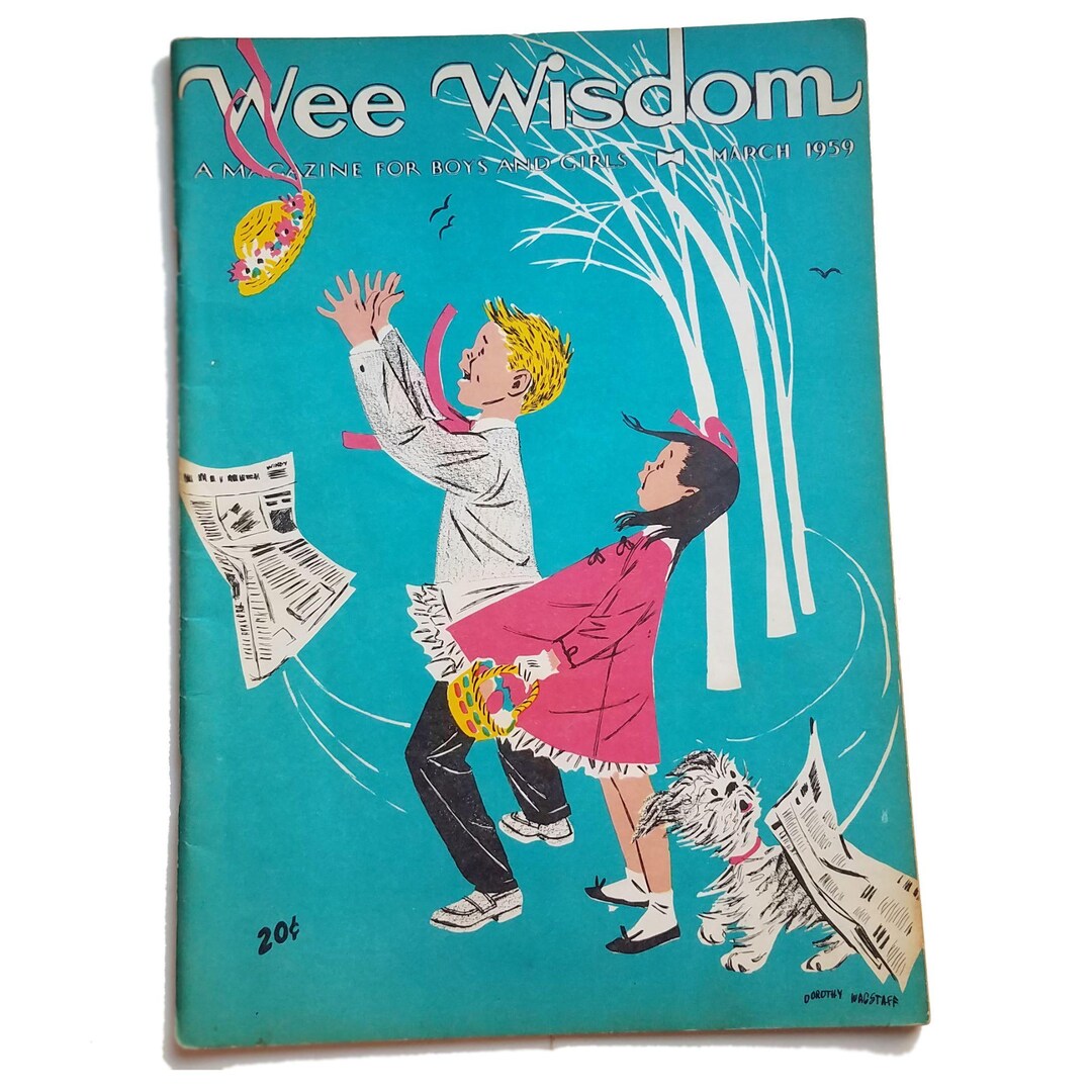 Wee Wisdom Magazine March 1959 - Windy Spring Easter Scene, Camelia ...