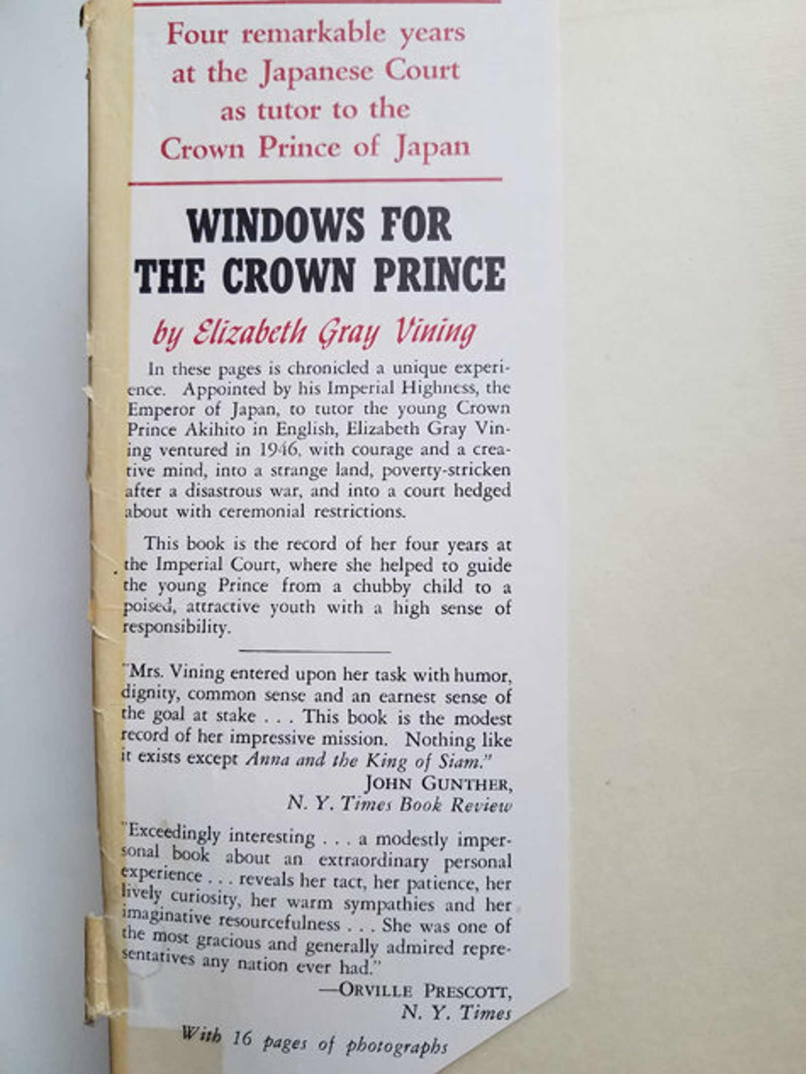 Windows For the Crown Prince Elizabeth Gray Vining Emperor | Etsy