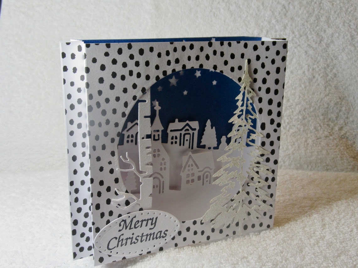 Hand Made Christmas Shadow Box Card Diorama Greeting Cards - Etsy