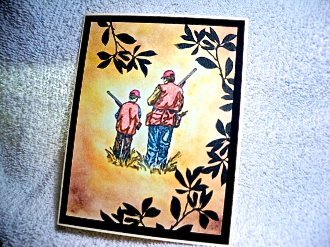Hand Stamped Bird Hunter Greeting Card: Father's Day or Birthday - Etsy