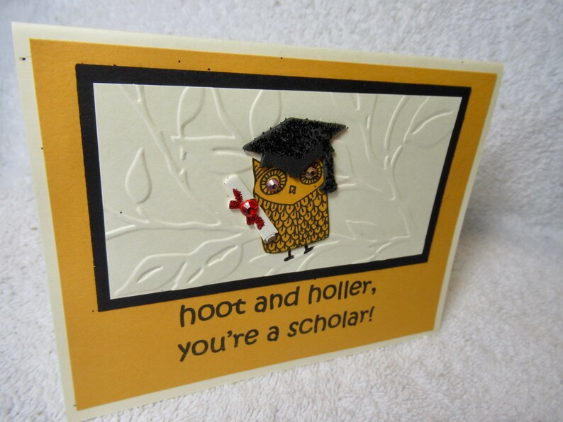Graduation Card Featuring Owl Graduate, Handmade Dimensional Graduation ...