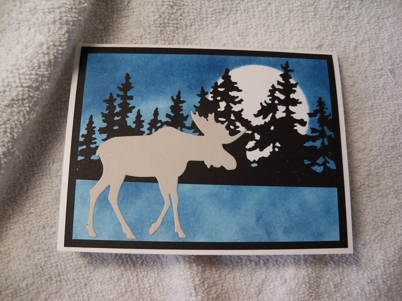 All Occasion Handmade Card Features a Moose in the Moonlight. Your ...
