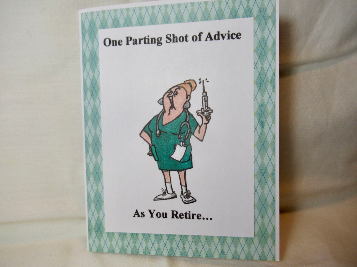 Handmade Nurse Retirement Card: Parting Shot, Enjoy Pension - Etsy