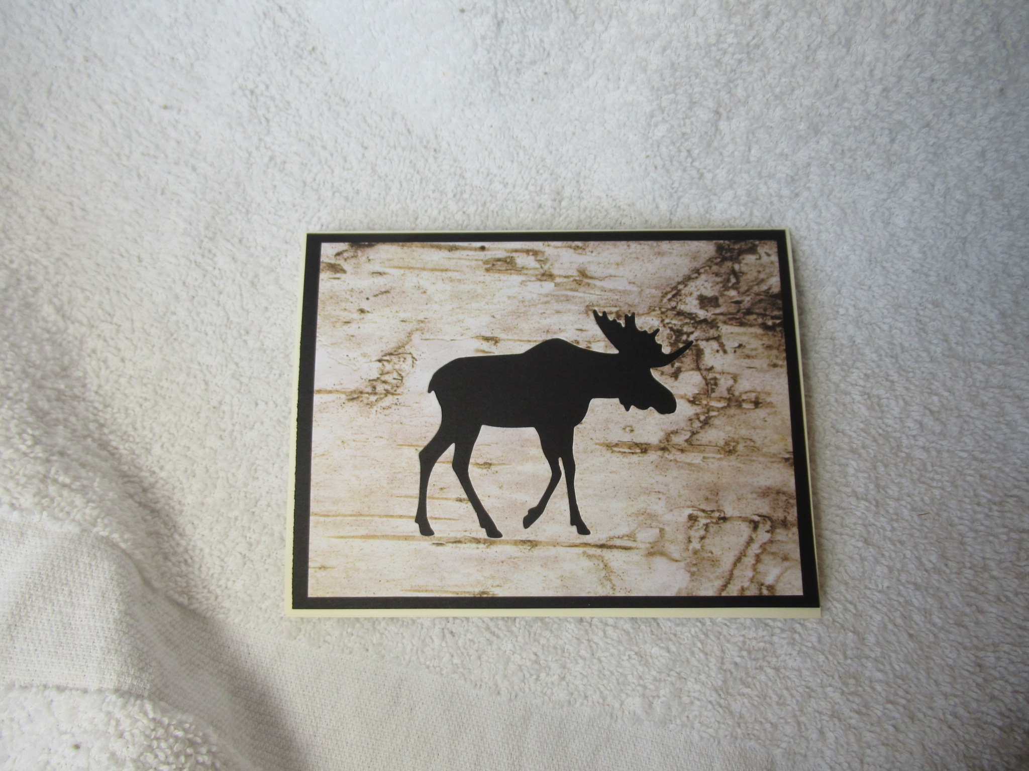 Blank Note Card With Cut Out Moose on Birch Tree Background, Blank ...