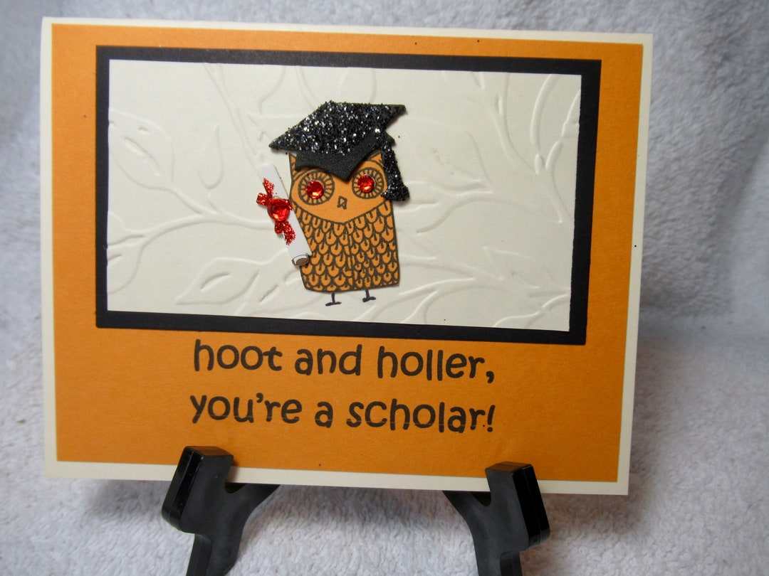 Graduation Card Featuring Owl Graduate, Handmade Dimensional Graduation ...