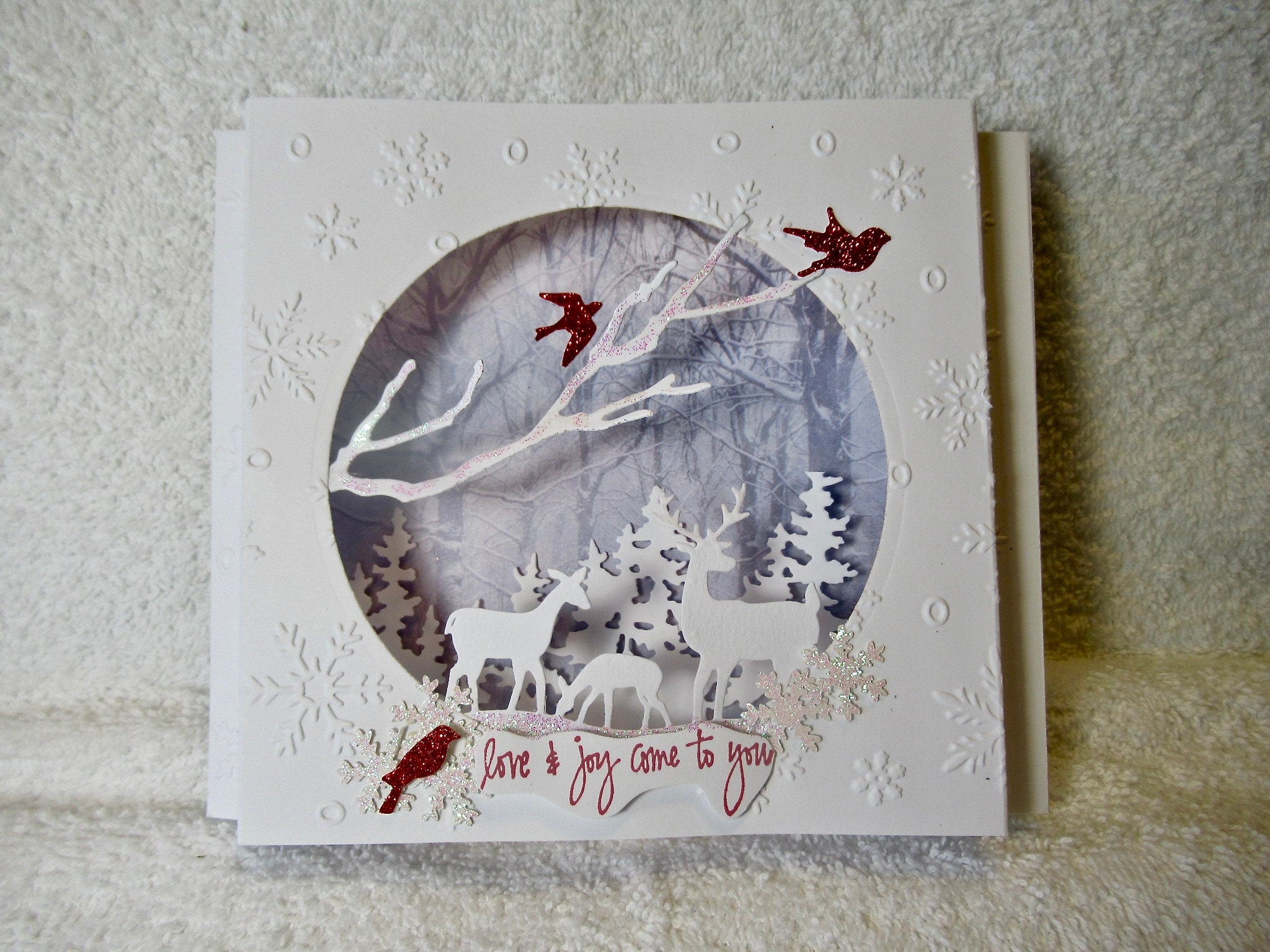 Hand Made Christmas Shadow Box Card, Diorama Greeting Cards, Die Cut ...