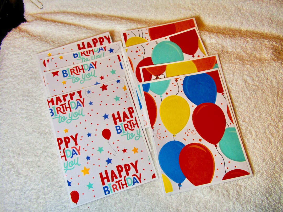 Birthday Note Cards Set of 8 With Envelopes, Blank Inside, Appropriate ...