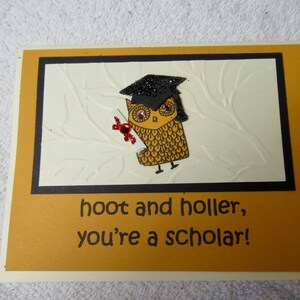 Graduation Card Featuring Owl Graduate, Handmade Dimensional Graduation ...