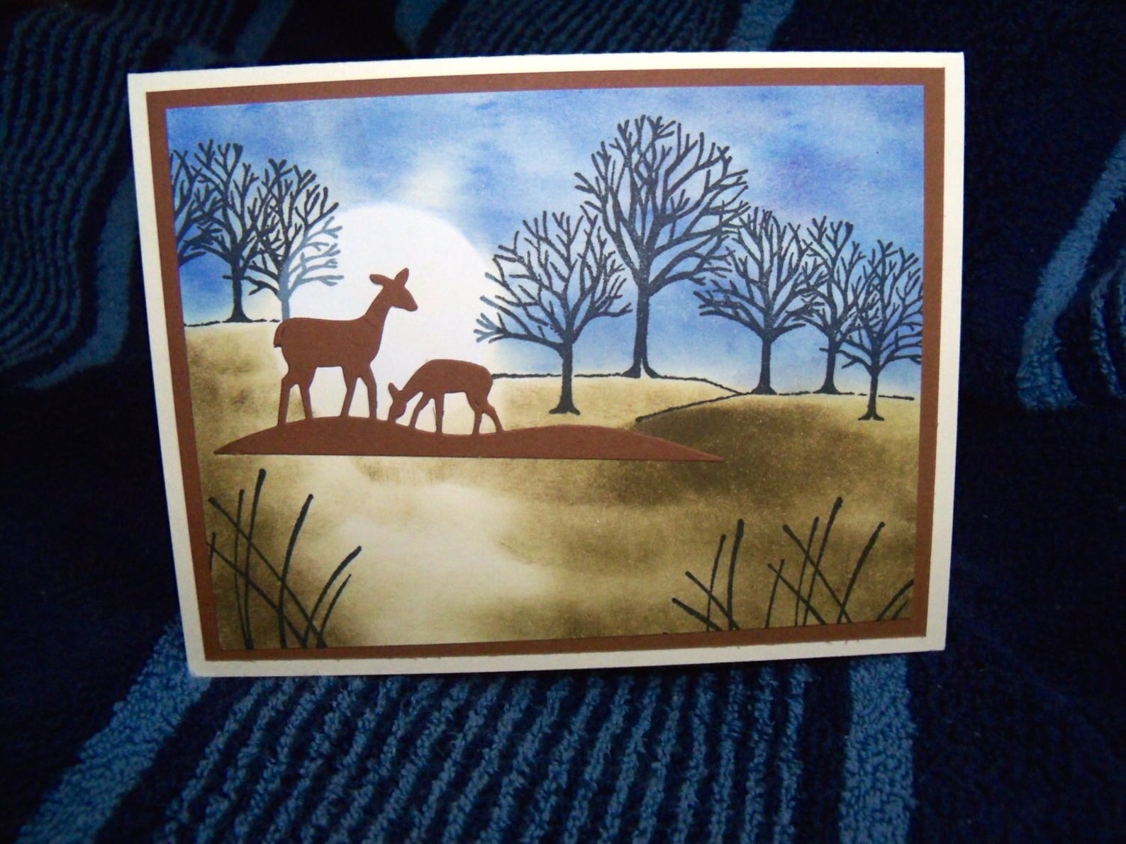 Handmade Deer Card: Stamped Moonlight Scene, All Occasions - Etsy