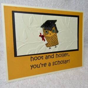 Graduation Card Featuring Owl Graduate, Handmade Dimensional Graduation ...