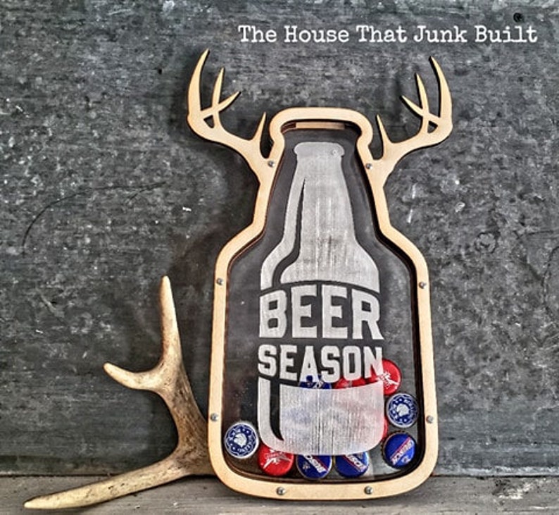 Beer Season Custom Wood Piggy Bank Bottle Cap Bank Man Cave | Etsy
