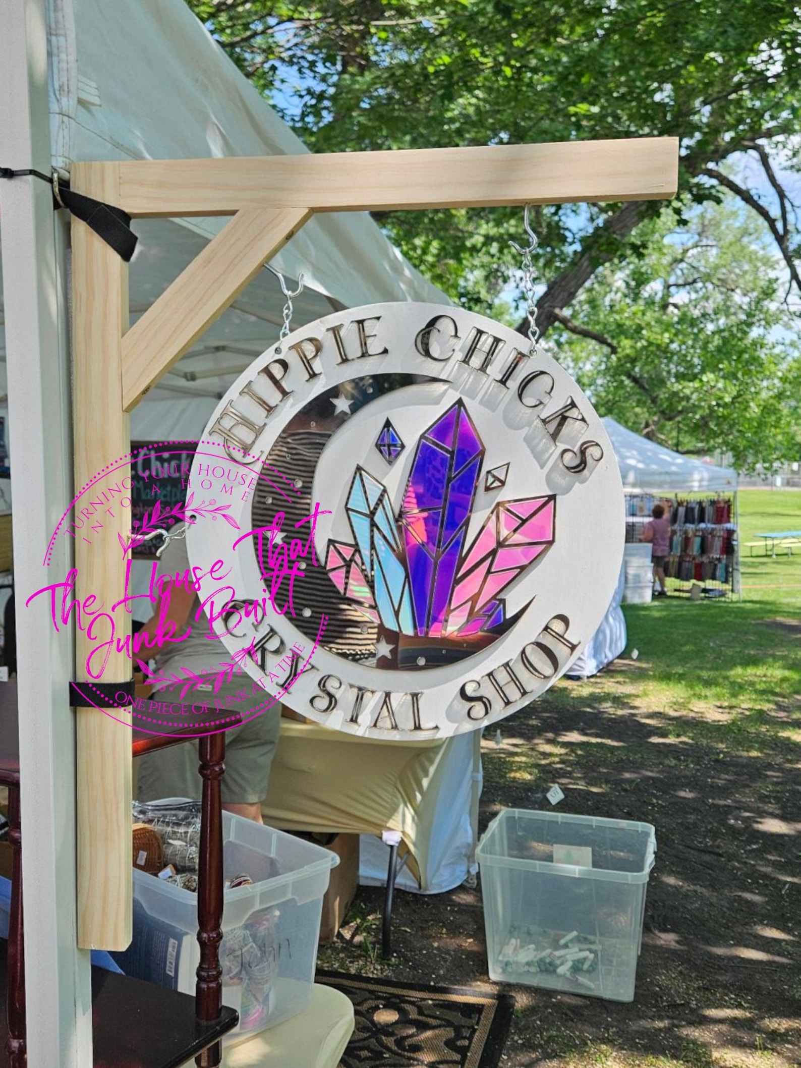 Custom Canopy Business Sign – Wood & Acrylic Booth Display Sign for ...
