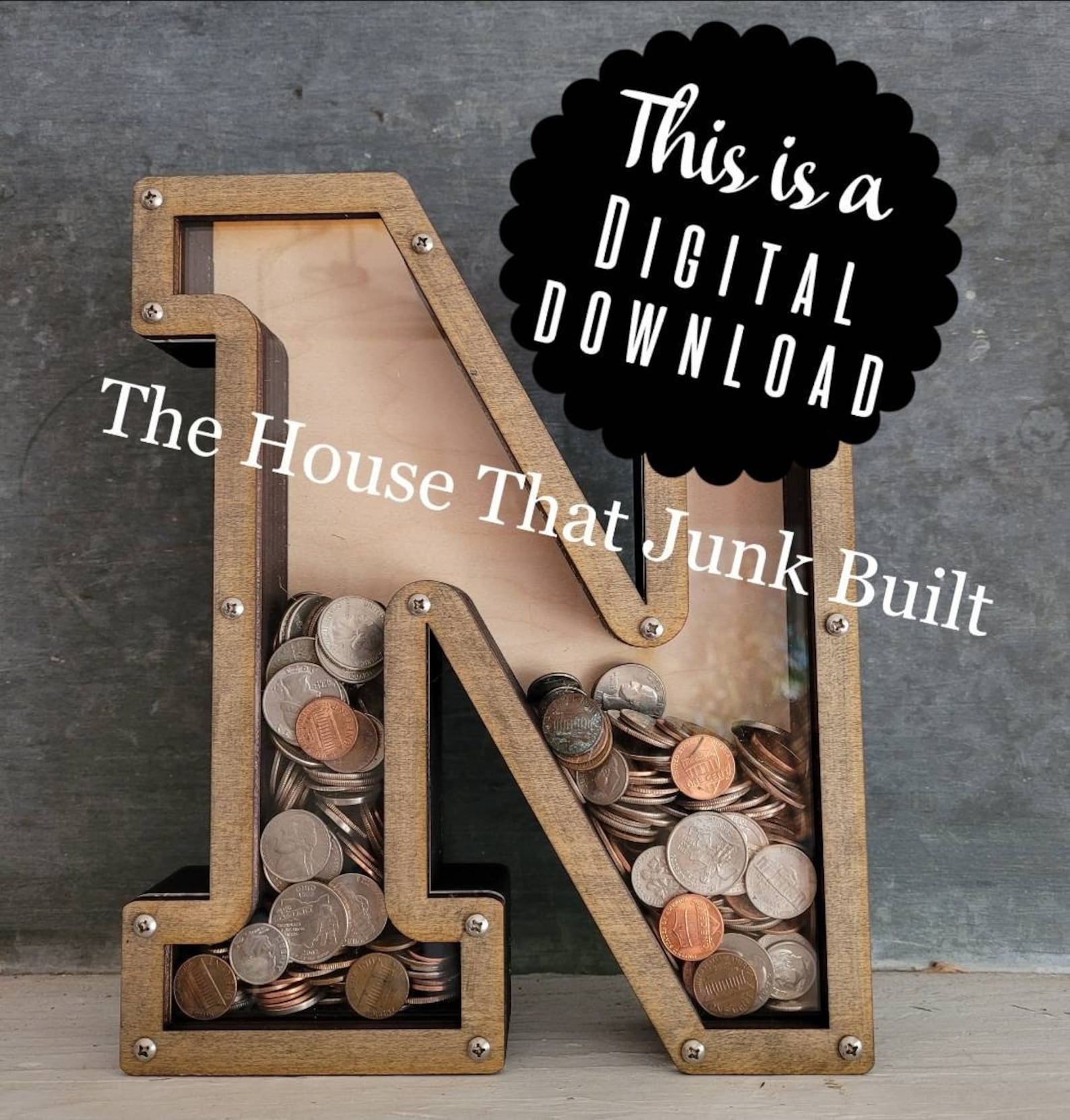 N Bank Custom Alphabet Piggy Bank Letter SVG Digital Download File ...