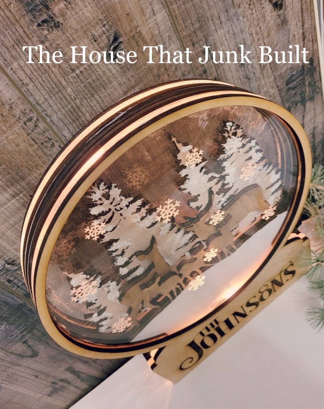 Custom Snow Globe Lighted Christmas Decor Deer Family Laser Cut - Etsy