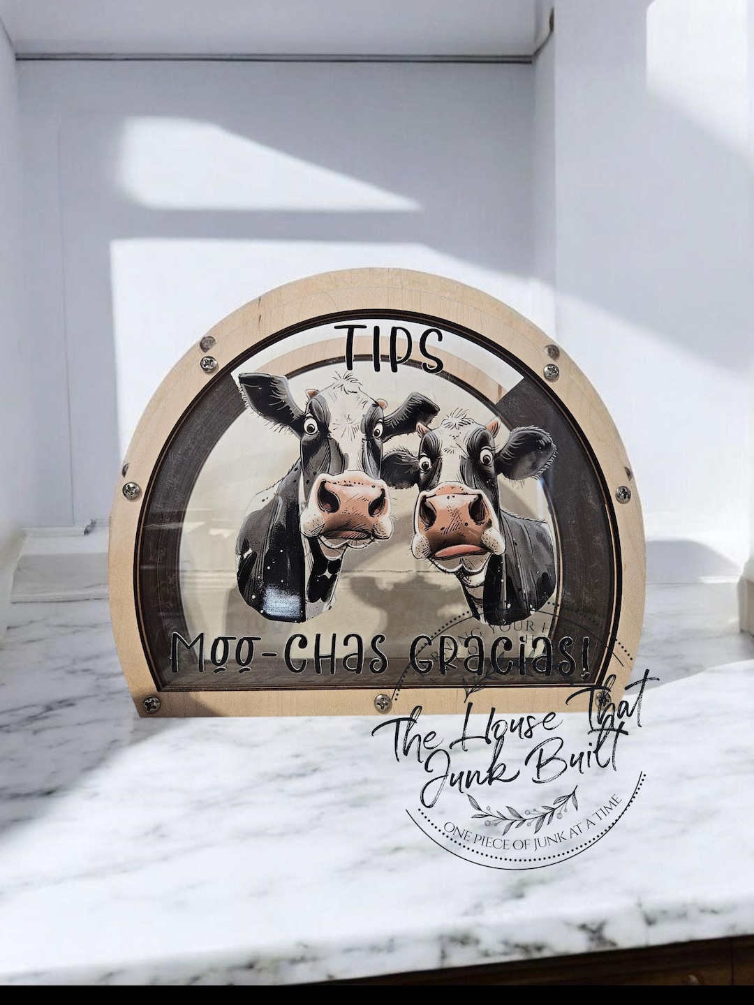 Cow Tip Jar – “tips. Moo-chas Gracias” – Funny UV Printed Acrylic ...
