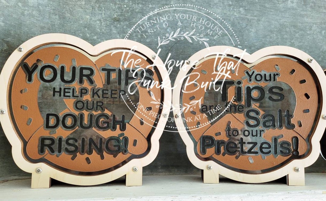 Pretzel Tip Jar – Funny Painted Acrylic & Wood Jar | Snack Bar or ...