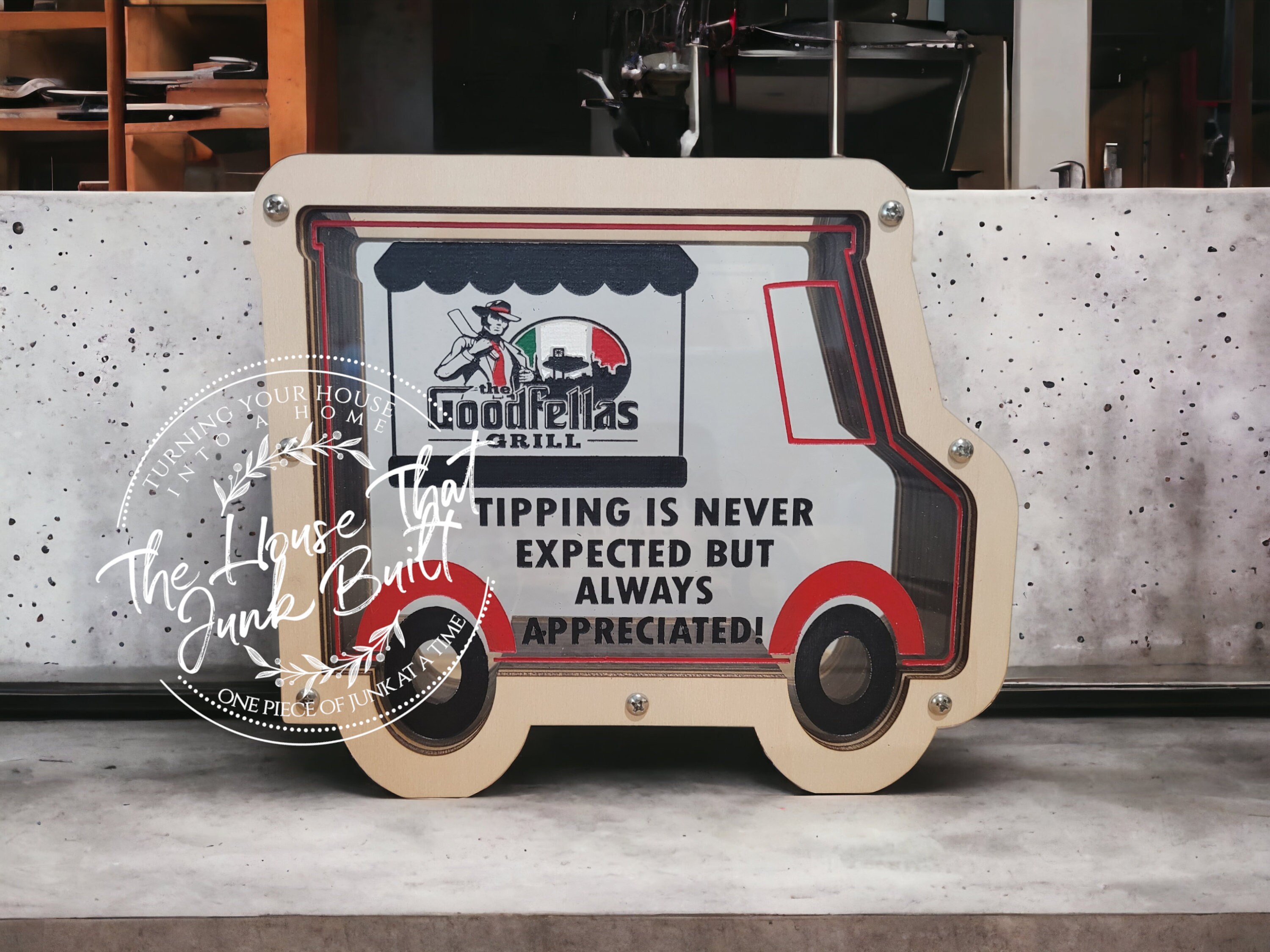 Food Truck Tip Jar – Funny Wood & Acrylic Tip Box for Food Trucks ...