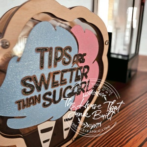 Cotton Candy Tip Jar – Cute and Funny Wood & Acrylic Tip Box for ...