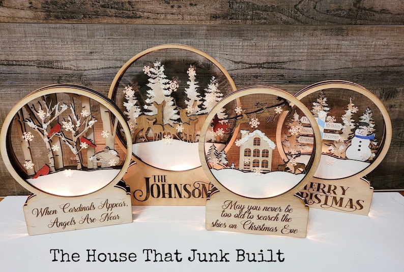 Snow Globes SVG File Set 4 Buy 3 GET 1 FREE Glowforge Laser | Etsy