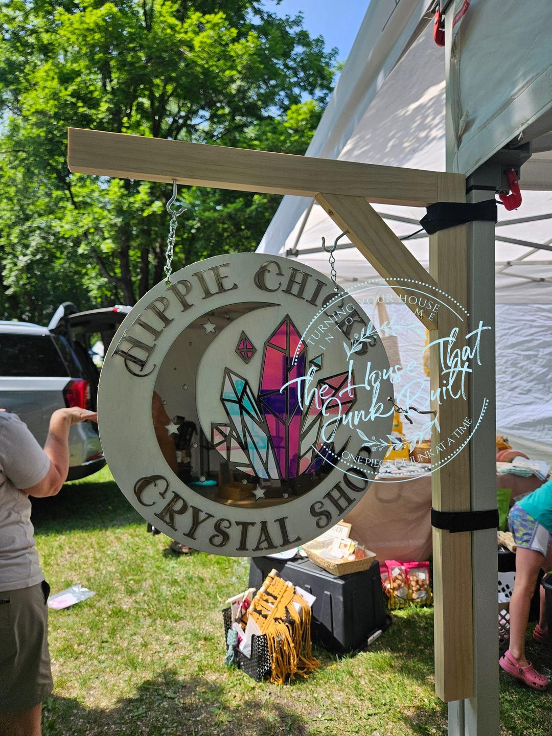 Custom Canopy Business Sign – Wood & Acrylic Booth Display Sign for ...