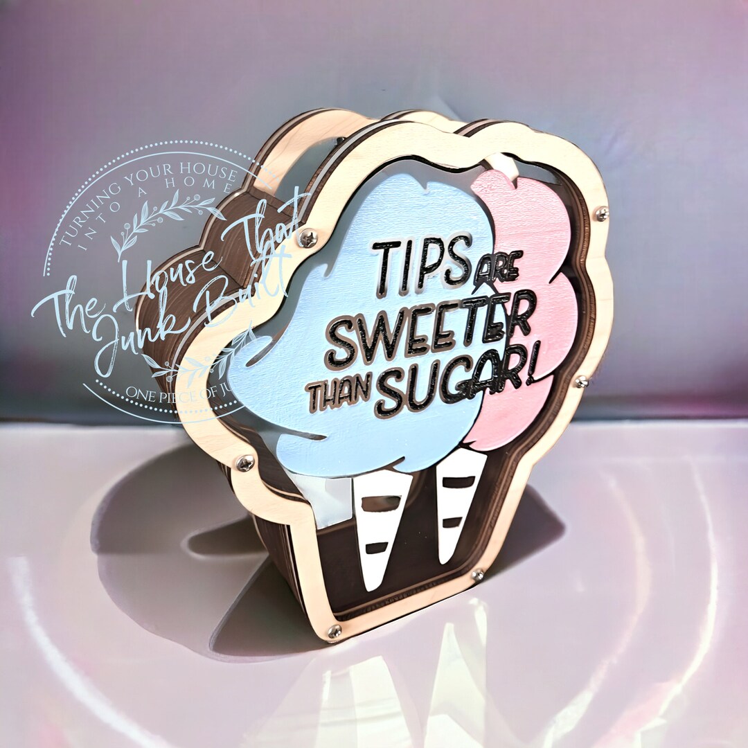 Cotton Candy Tip Jar – Cute and Funny Wood & Acrylic Tip Box for ...