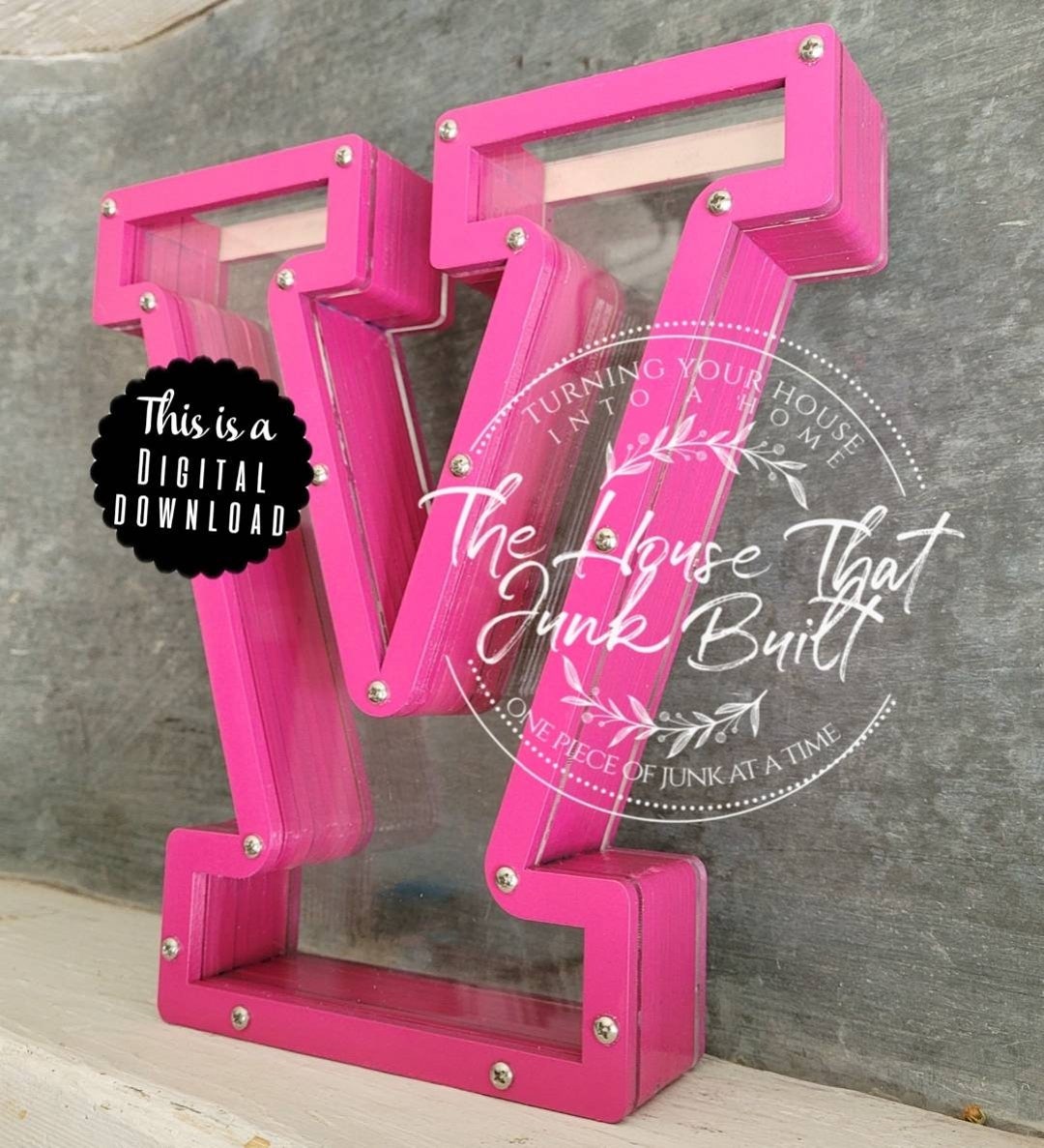 V Alphabet Letter Custom Piggy Bank SVG Digital Download File - Etsy