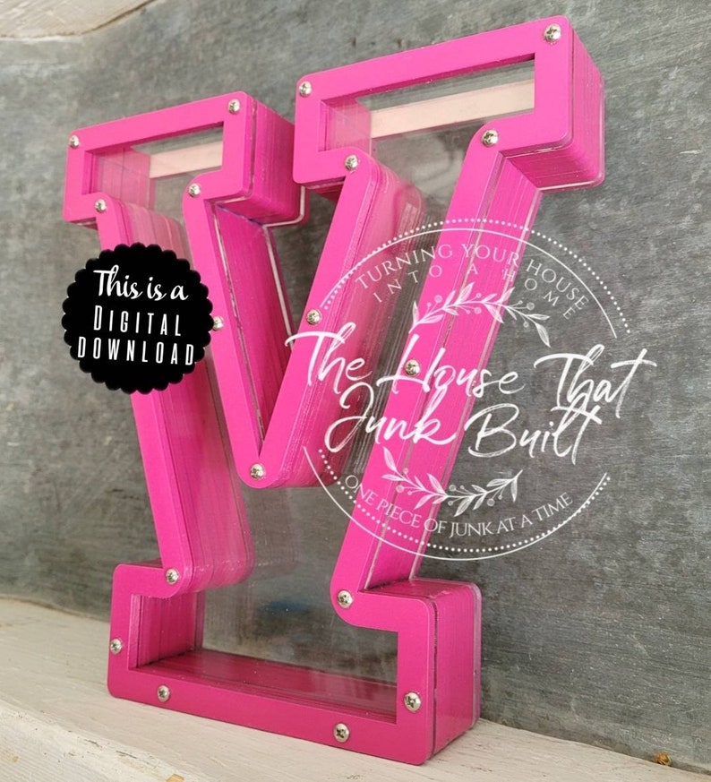 V Alphabet Letter Custom Piggy Bank SVG Digital Download File - Etsy