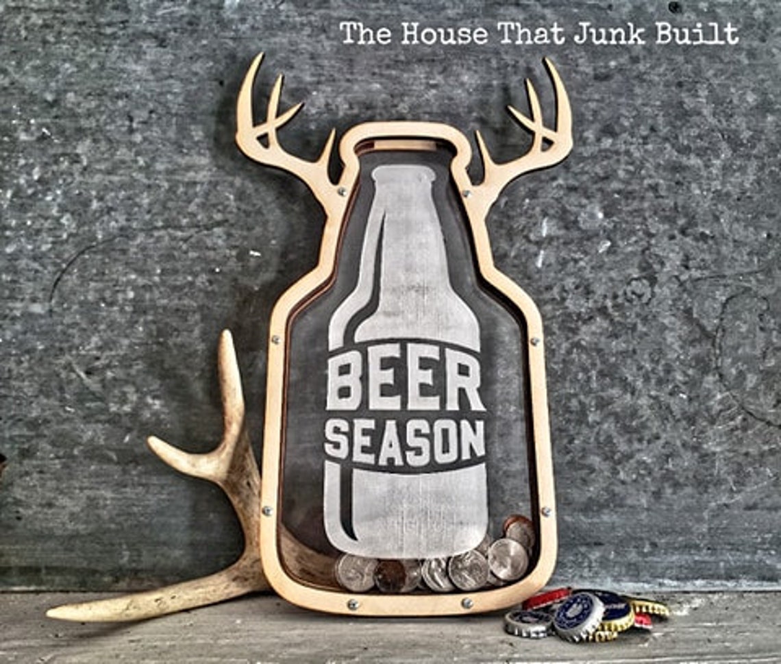Beer Season Custom Wood Piggy Bank Bottle Cap Bank Man Cave | Etsy