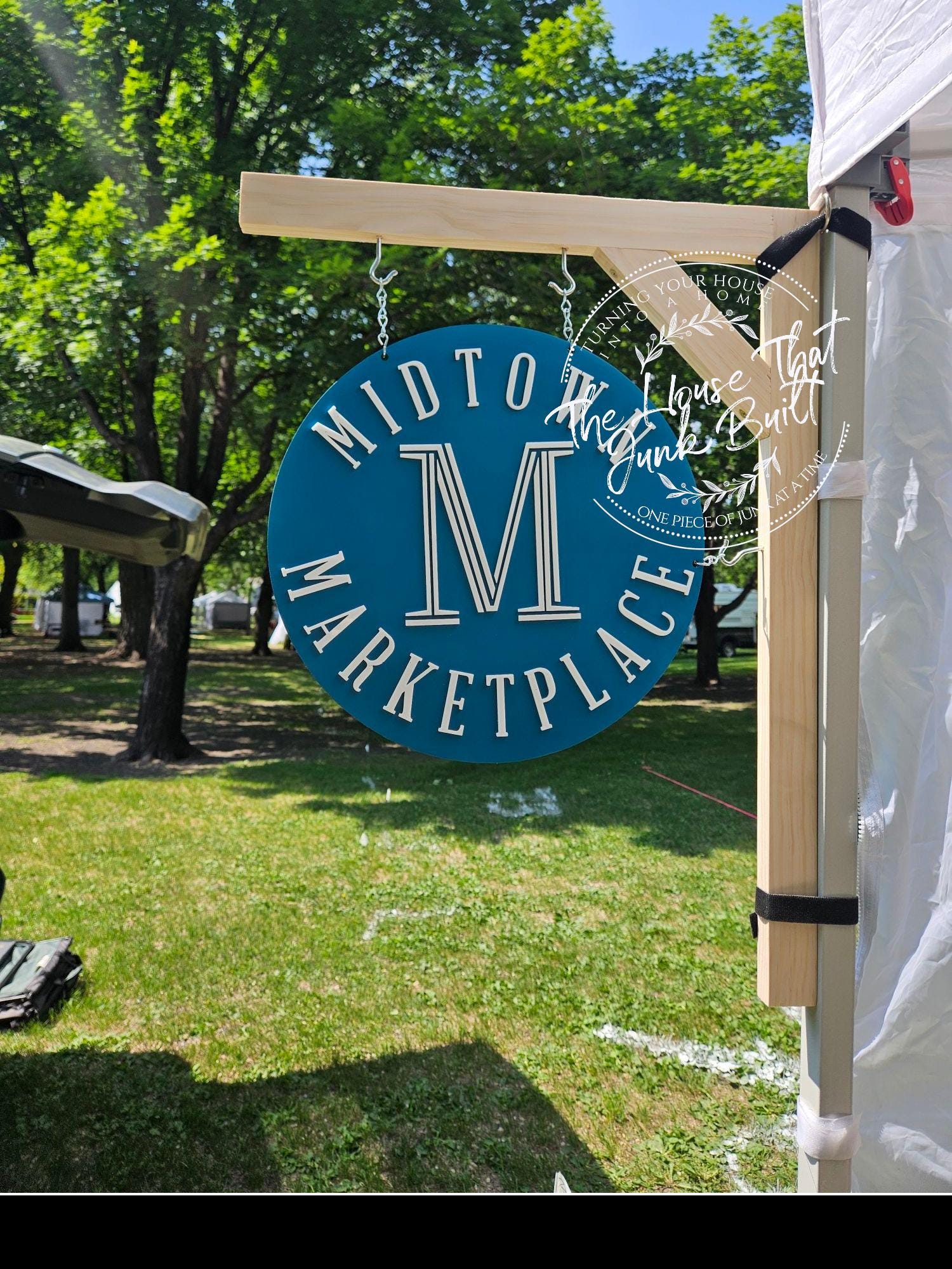 Custom Canopy Business Sign – Wood & Acrylic Booth Display Sign for ...