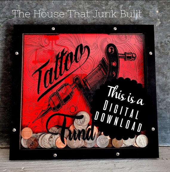 SVG Digital Download Tattoo Fund Wood Piggy Bank Glowforge | Etsy