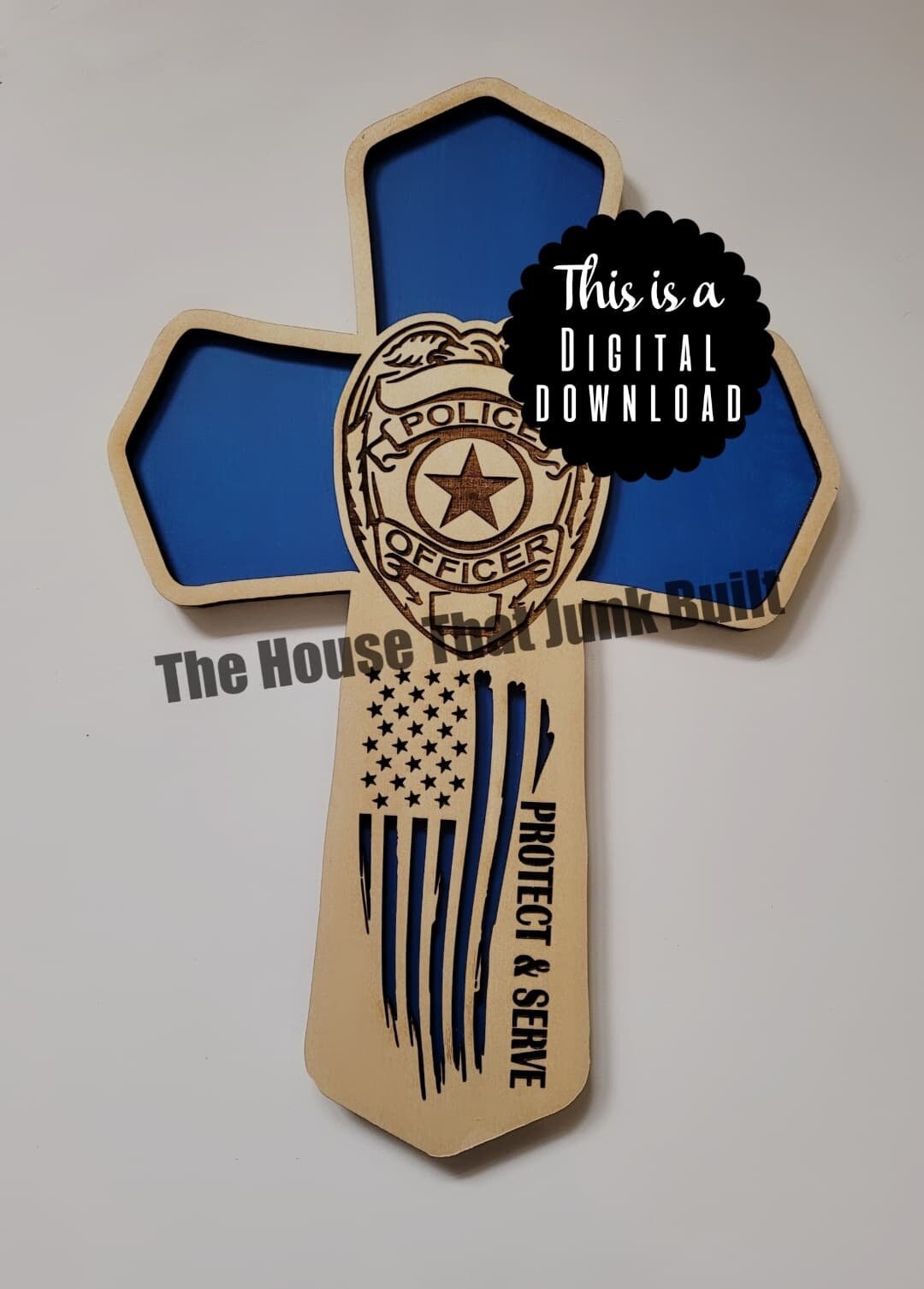 Police Cross Digital SVG Download Laser Cut File Glowforge - Etsy