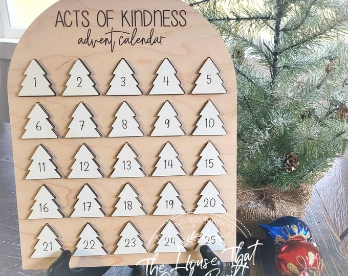 Advent Calendar of Kindness for Kids, Wood Christmas Countdown for ...