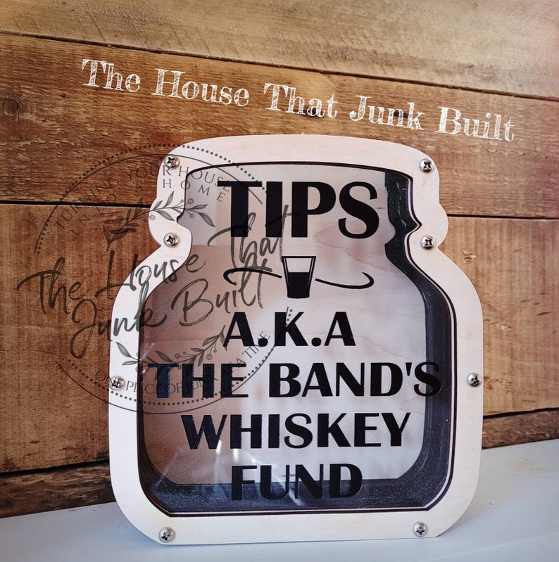 Tip Jar CUSTOM Phrase or Logo Wood Bank | Etsy