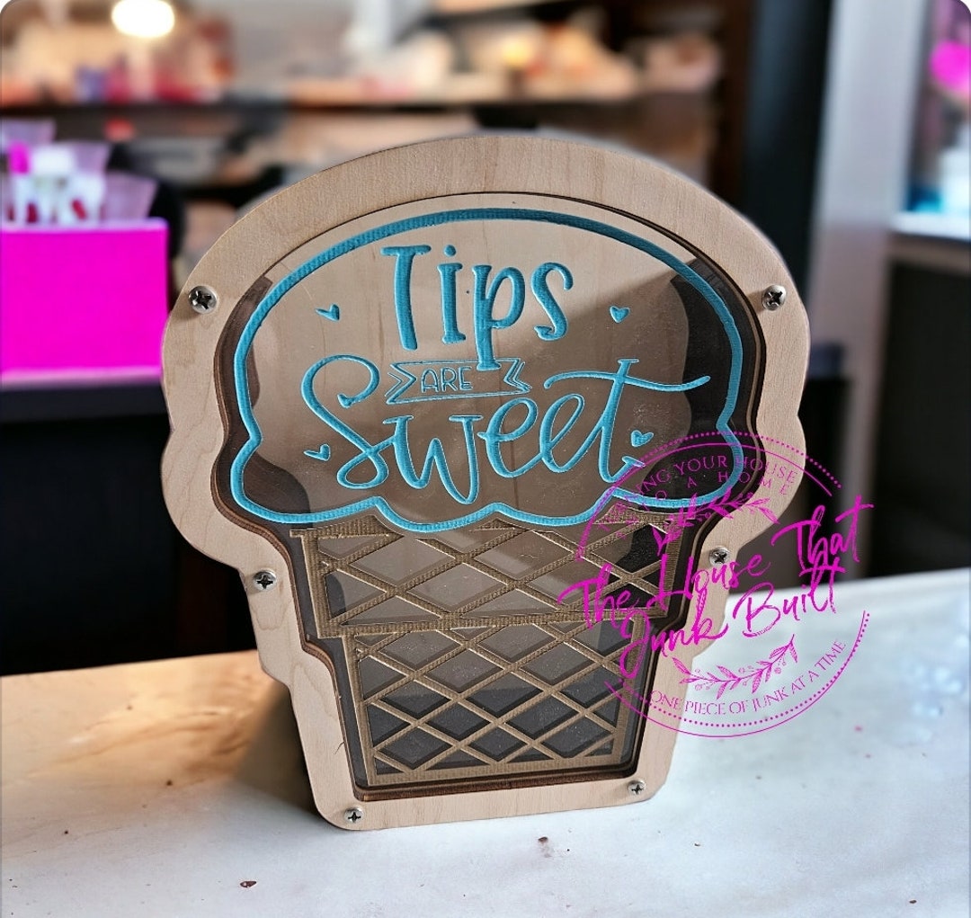 Ice Cream Cone Tip Jar – Funny Painted Tip Jar With Scoop Design for ...