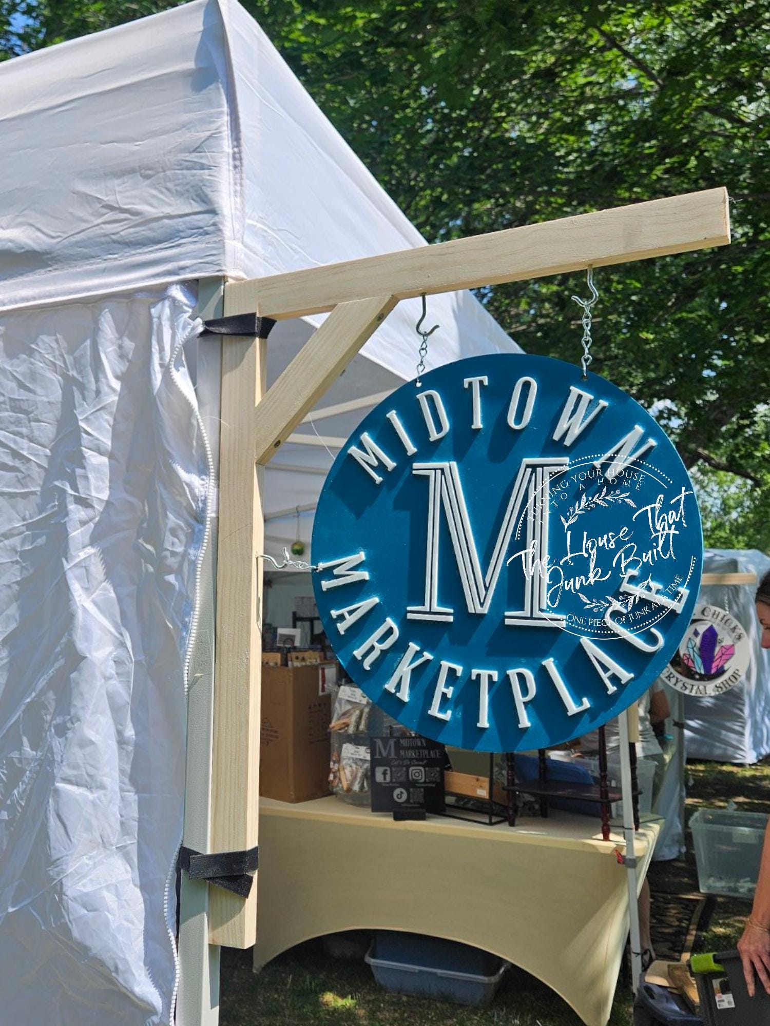 Custom Canopy Business Sign – Wood & Acrylic Booth Display Sign for ...