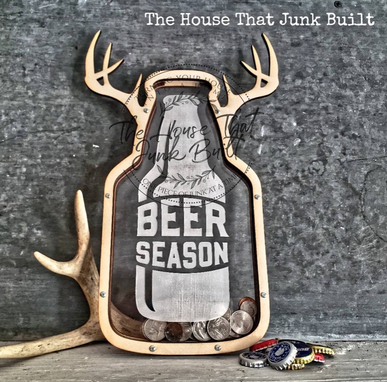 Beer Season Custom Wood Piggy Bank Bottle Cap Bank Man Cave - Etsy