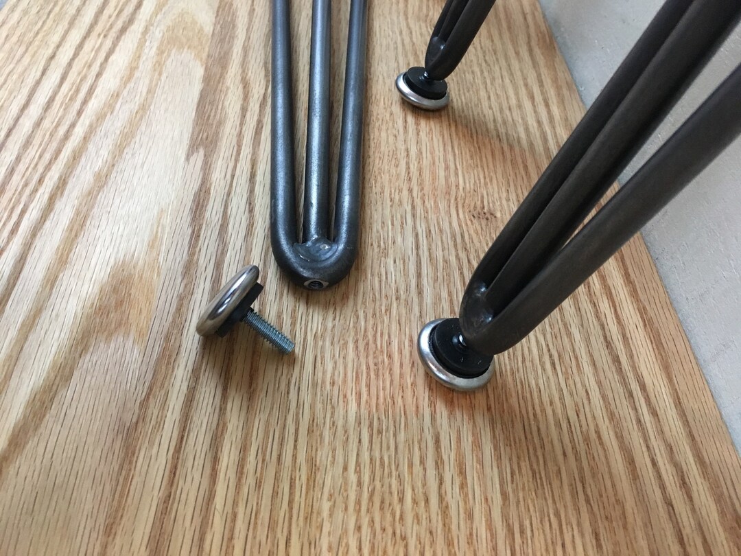40 3-rod Hairpin Table Legs With Adj. Feet 4 Pub/bar Height, Raw Steel ...