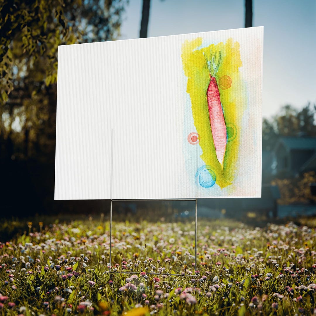 French Radish Yard Sign // Watercolor Garden Sign . Outdoor Farmhouse ...