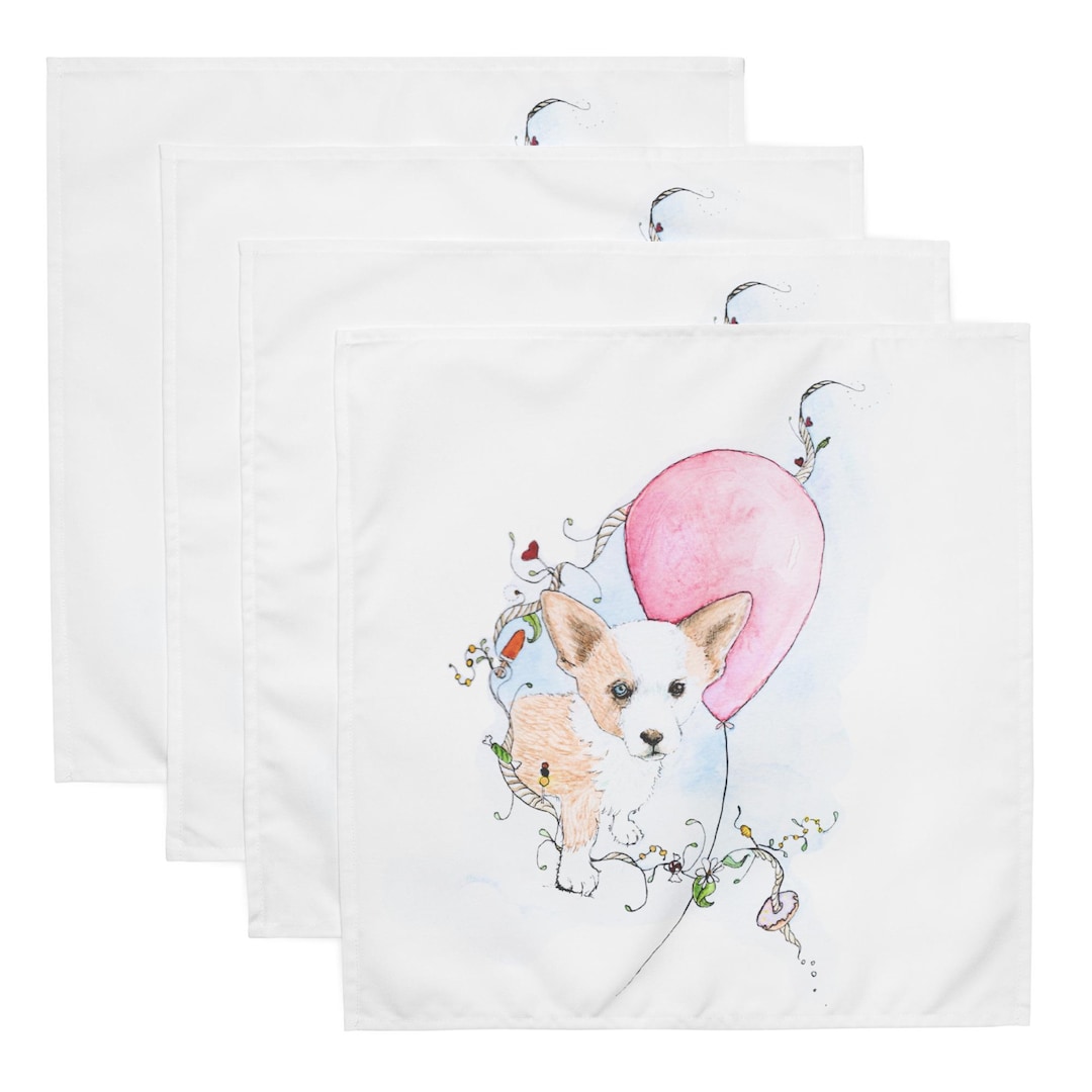 Corgi Cloth Napkin Set // Dog-themed Table Linens, Reusable Kitchen ...
