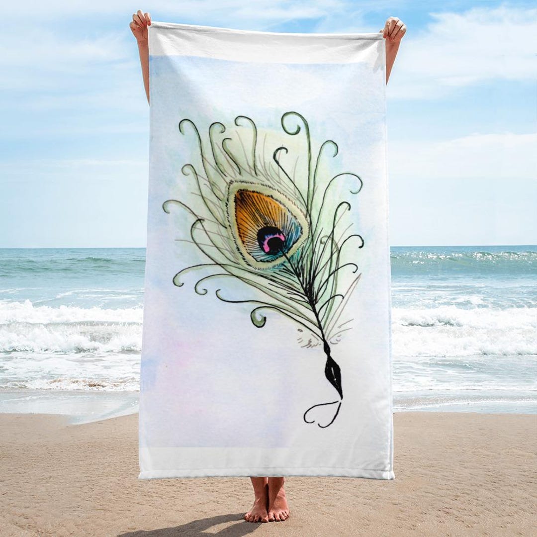 Peacock Feather Quill Beach Towel – Soft & Absorbent Nature-inspired ...