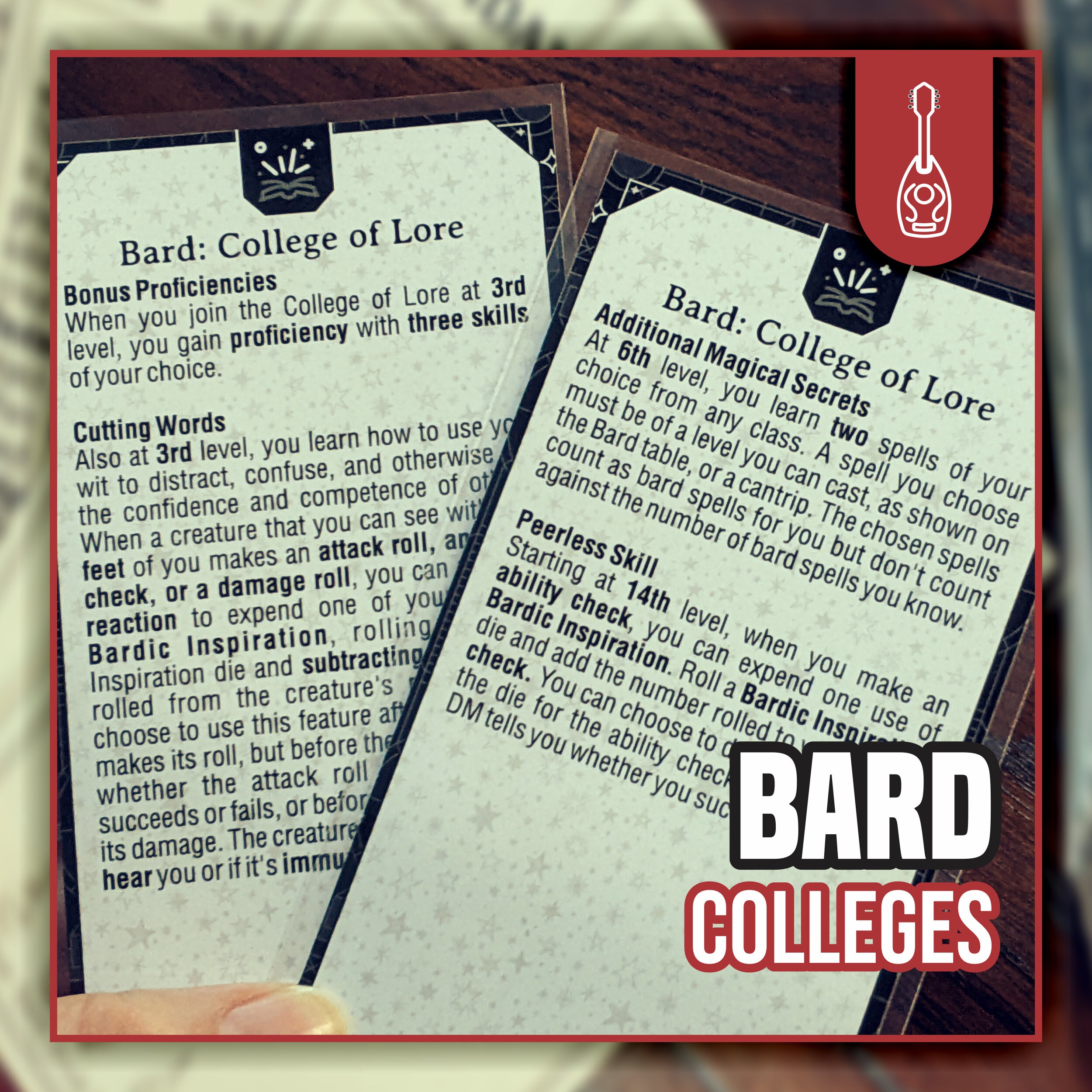 BARDIC COLLEGE CARDS for DnD 5e | Form Fillable PDFs Included ...