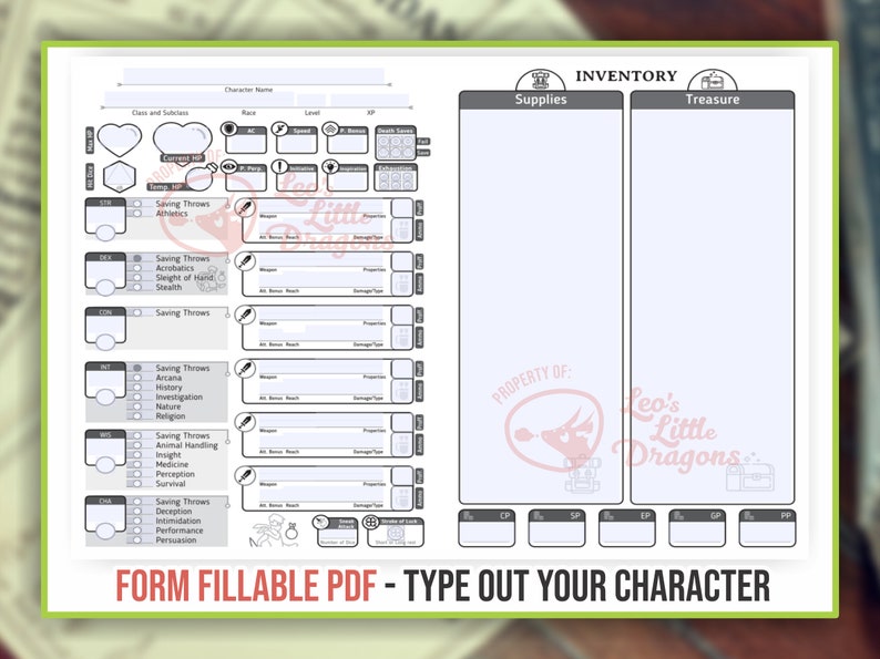 Rogue Character Sheet: Form Fillable PDF for Dnd 5e - Etsy Australia