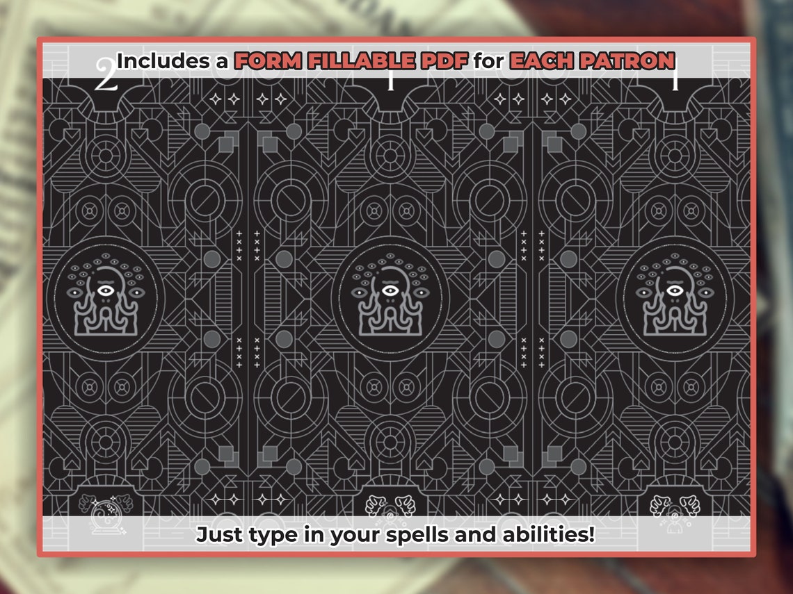 WARLOCK PATRON CARDS for Dnd 5e Form Fillable Pdfs Included - Etsy