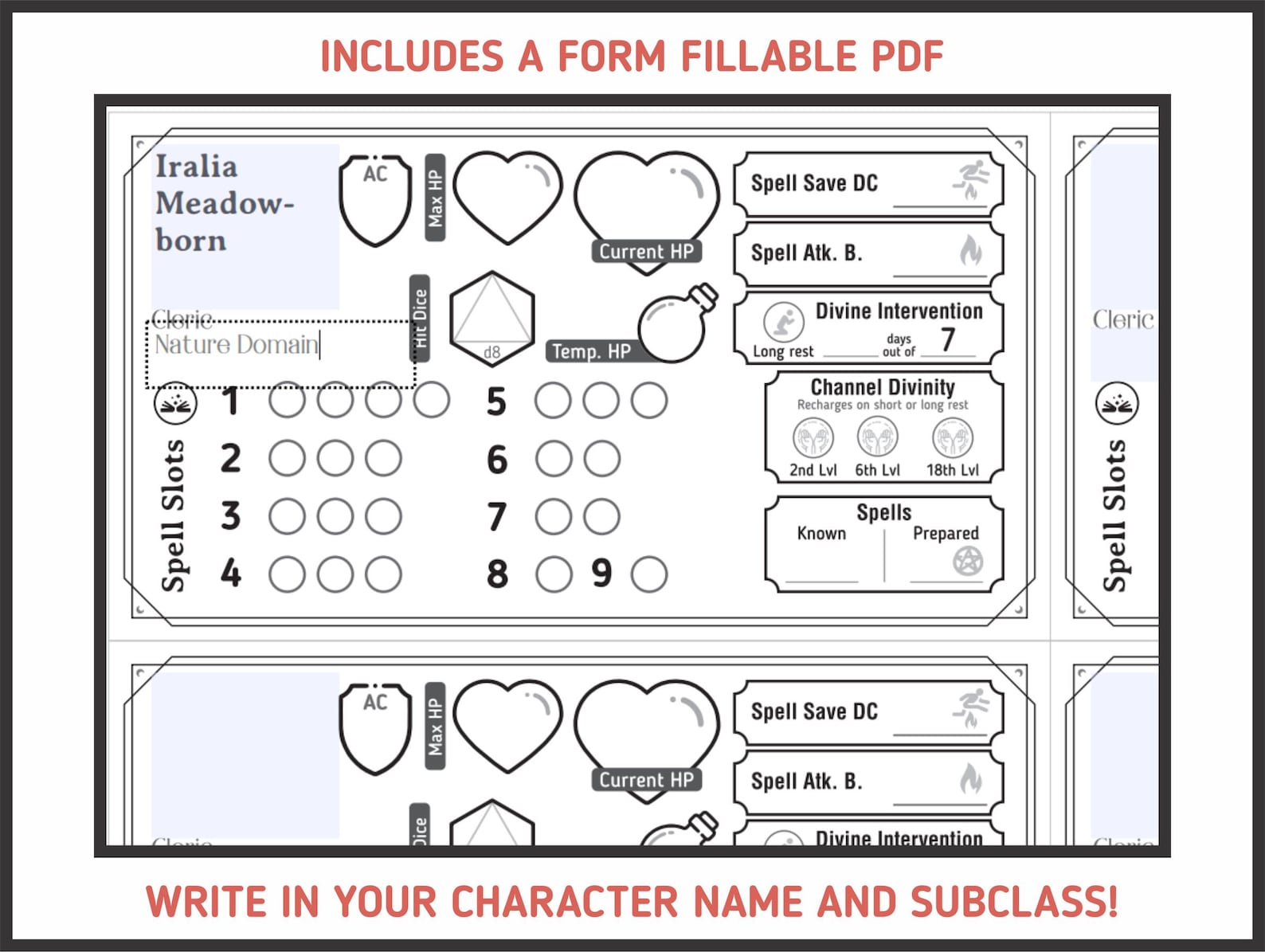 SPELL SLOT TRACKERS for All Classes for Dnd 5e Form Fillable Pdfs ...